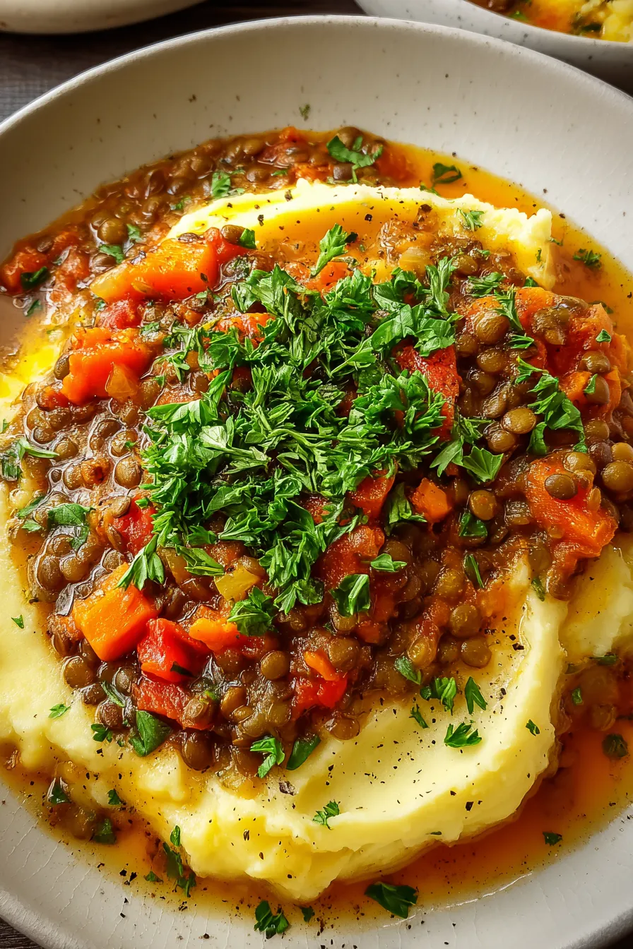 Hearty Lentil Stew on Creamy Mash – OatsRecipes
