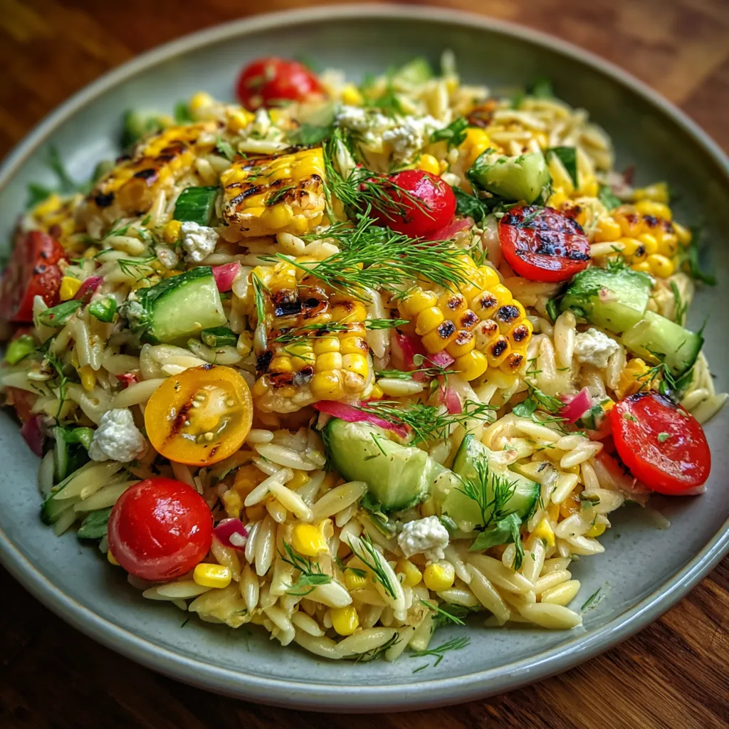 Grilled Corn Orzo Salad with Scallion Dill Dressing – OatsRecipes